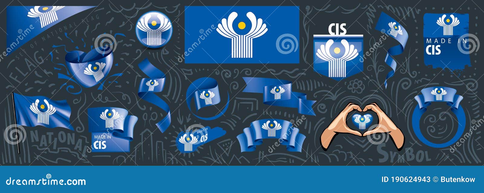 Vector Set of the National Flag of CIS in Various Creative Designs ...