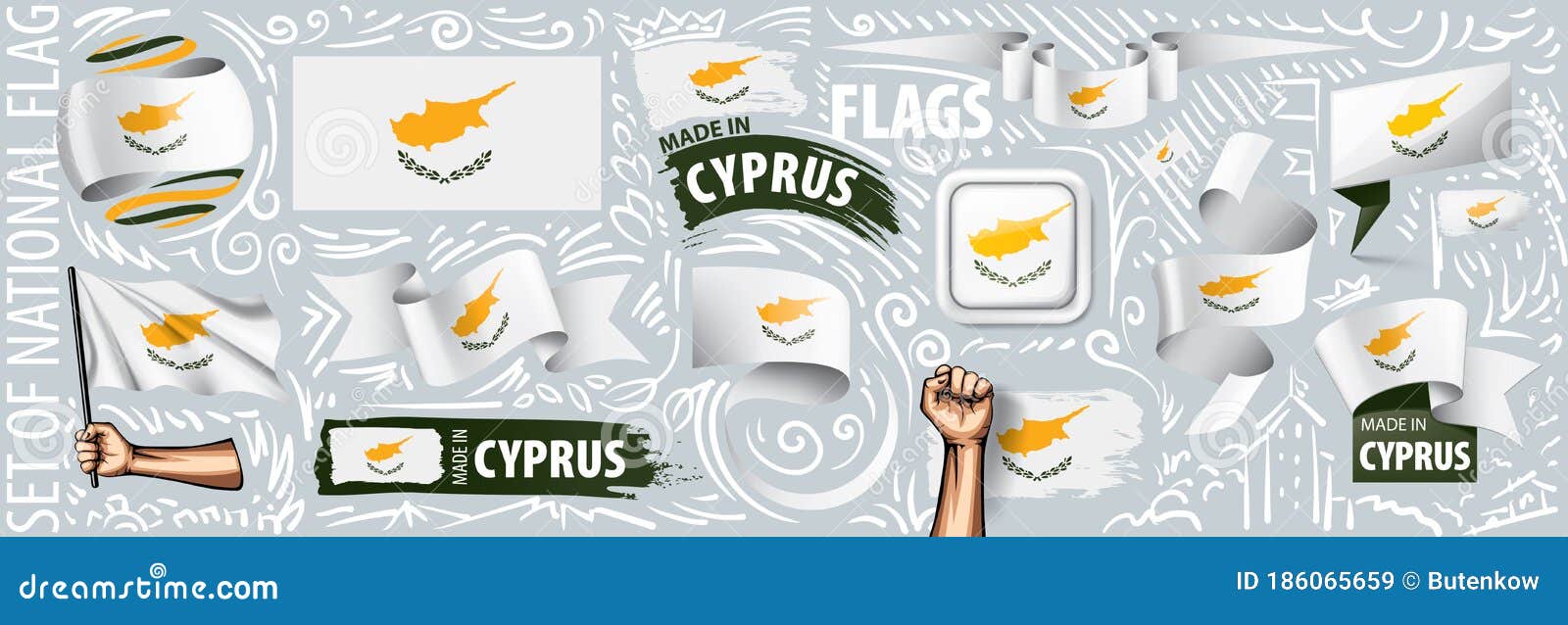 Vector Set of the National Flag of Cyprus in Various Creative Designs ...