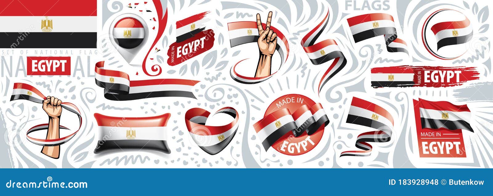 Vector Set of the National Flag of Egypt in Various Creative Designs ...