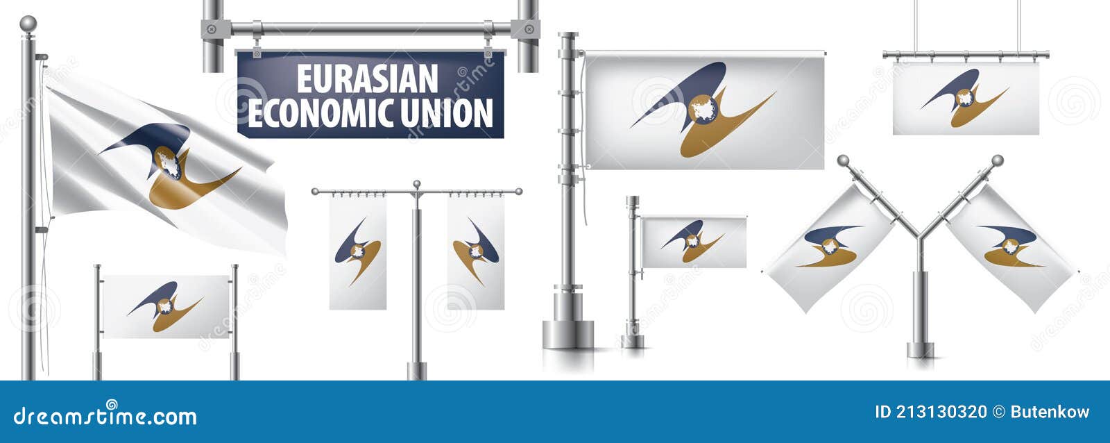 Vector Set of the National Flag of Eurasian Economic Union in Various ...