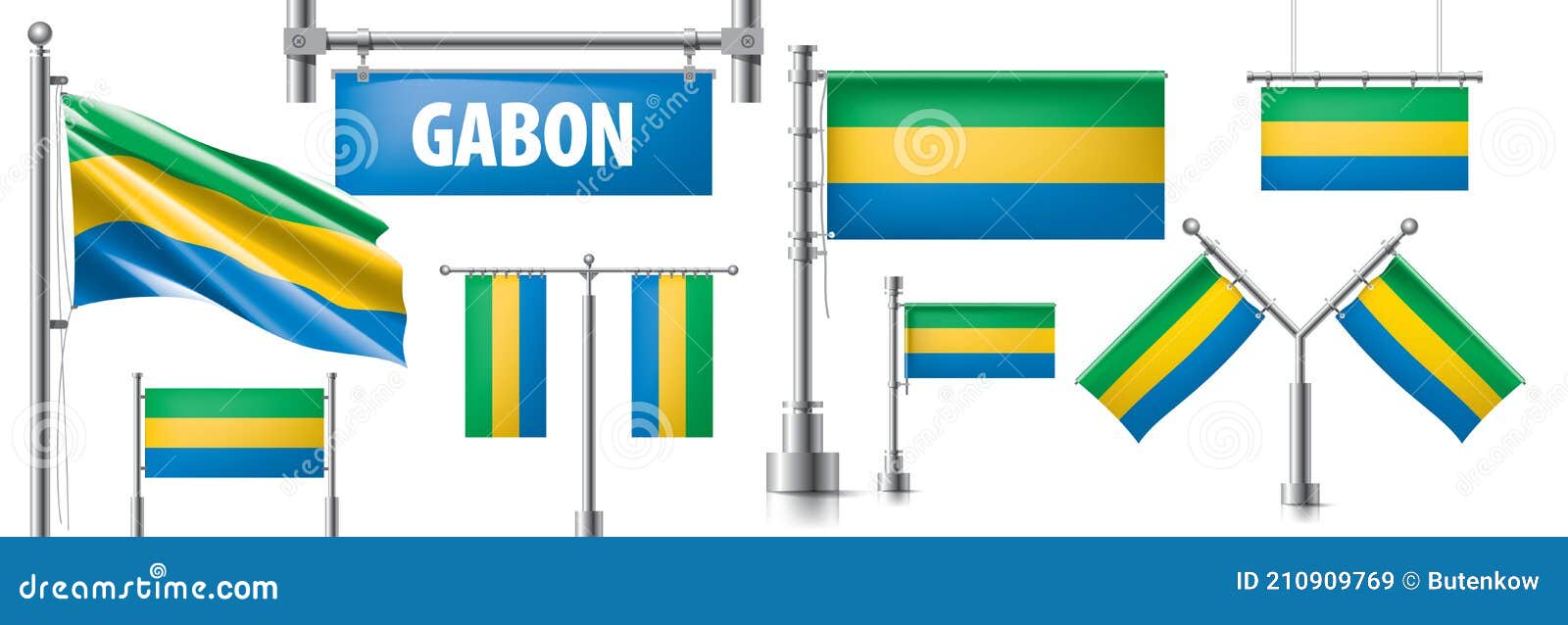 Vector Set of the National Flag of Gabon in Various Creative Designs ...