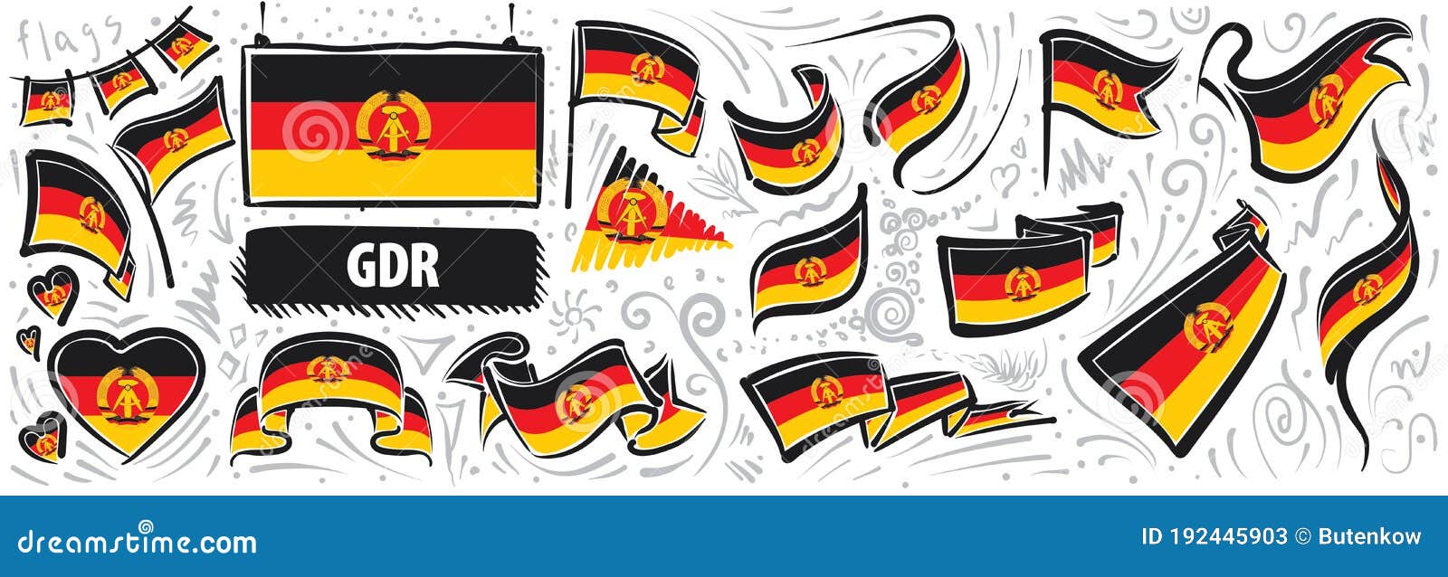Vector Set of the National Flag of GDR in Various Creative Designs ...