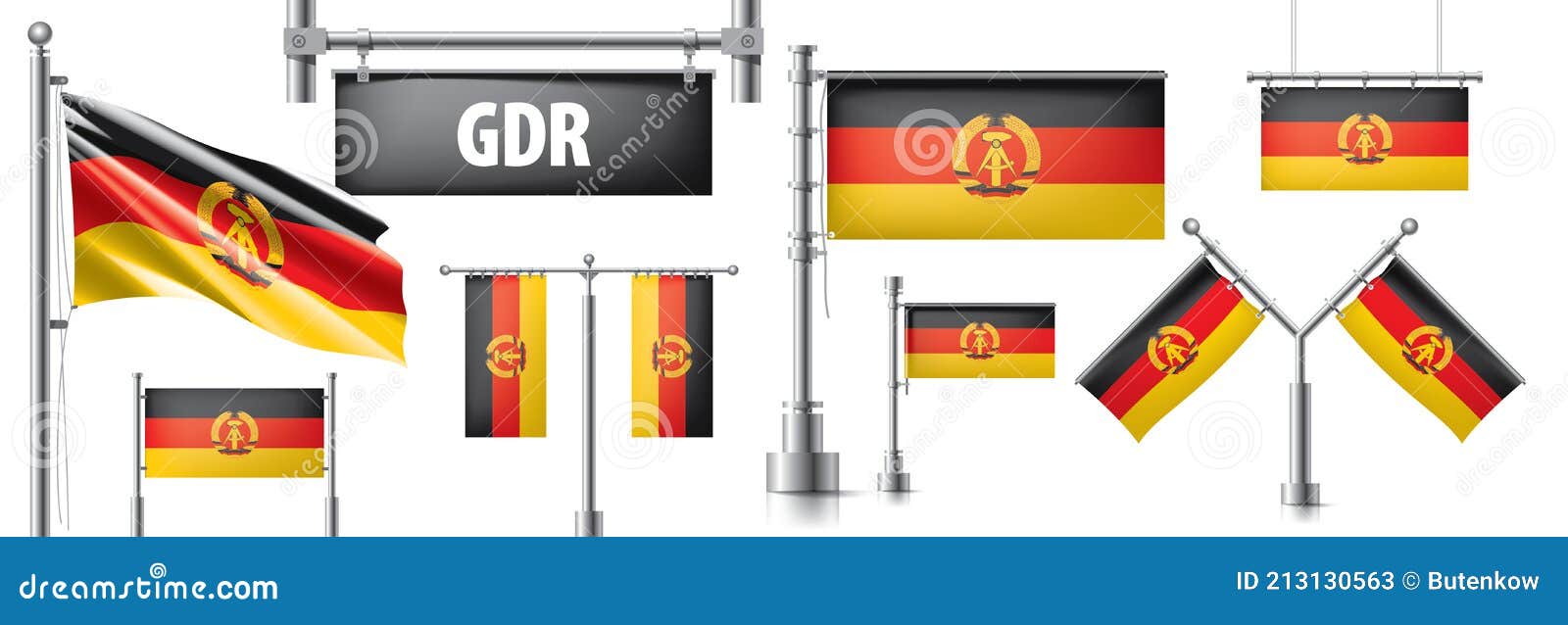 Vector Set of the National Flag of GDR in Various Creative Designs ...