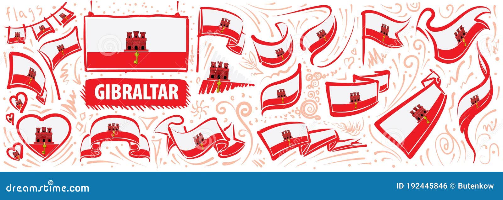 Vector Set of the National Flag of Gibraltar in Various Creative ...