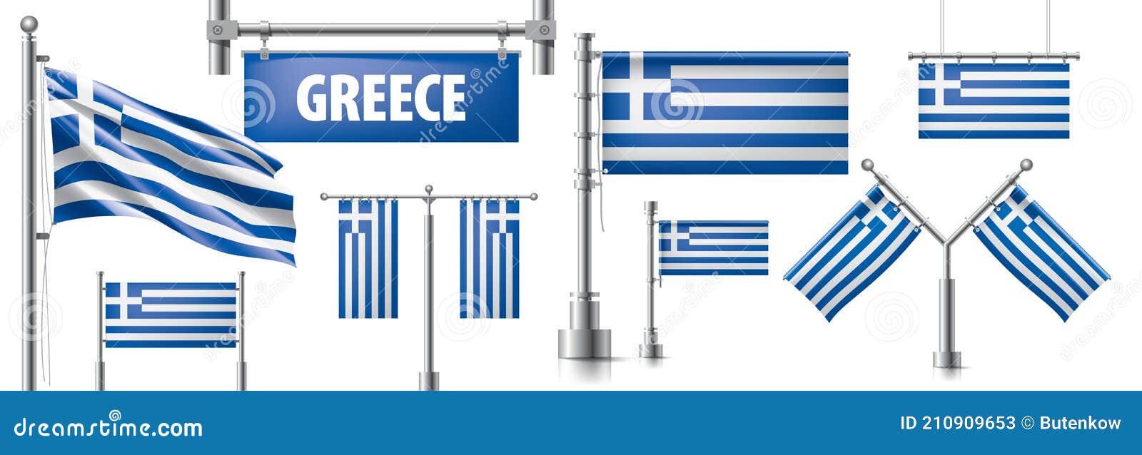 Vector Set of the National Flag of Greece in Various Creative Designs ...