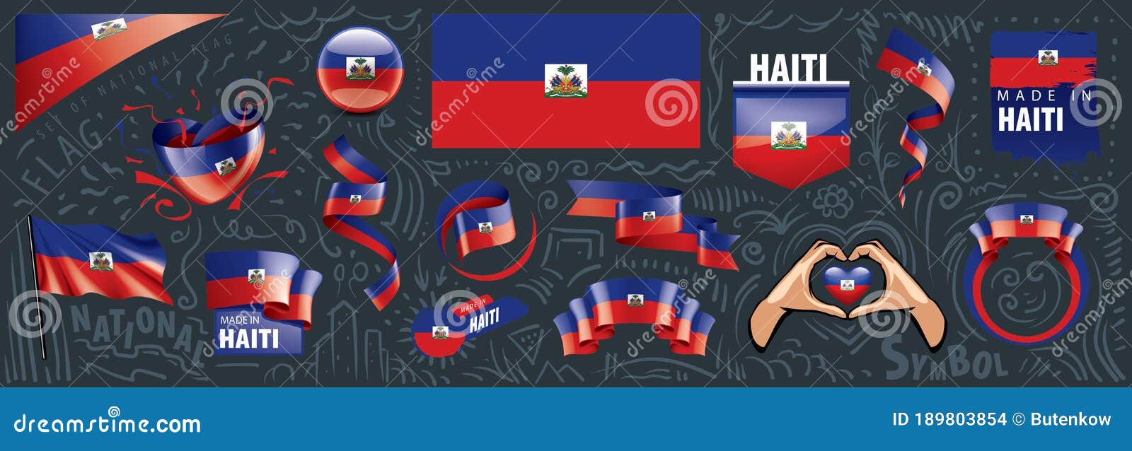 Vector Set of the National Flag of Haiti in Various Creative Designs ...