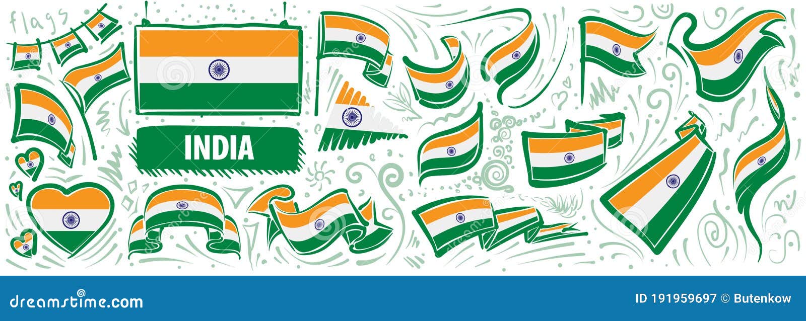 Vector Set of the National Flag of India in Various Creative Designs ...