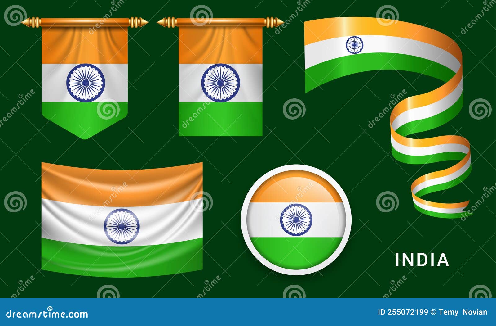 Vector Set of the National Flag of India in Various Creative Designs ...