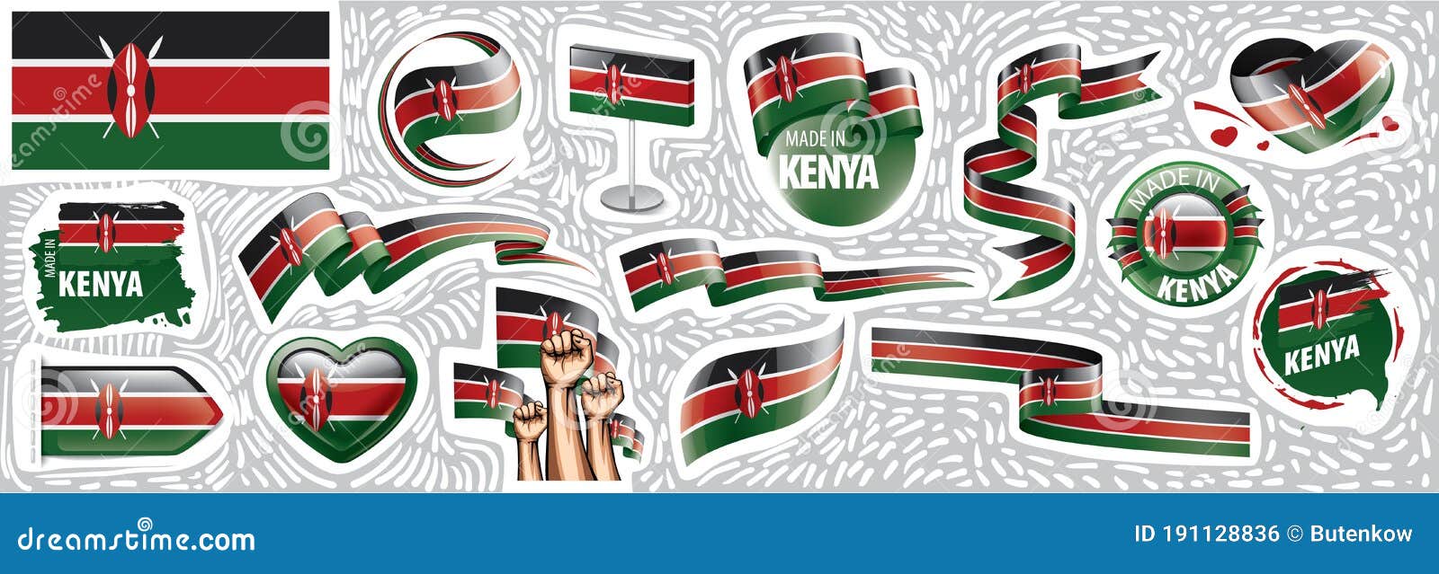 Vector Set of the National Flag of Kenya in Various Creative Designs ...
