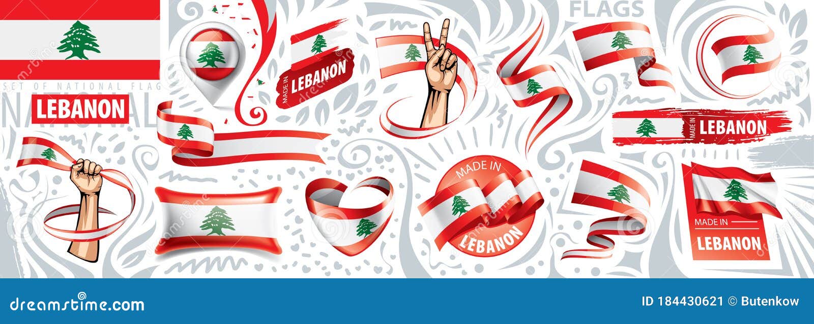 Vector Set of the National Flag of Lebanon in Various Creative Designs ...