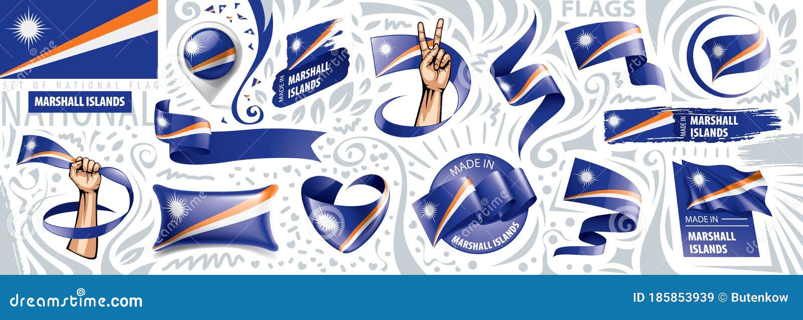 Vector Set of the National Flag of Marshall Islands in Various Creative ...