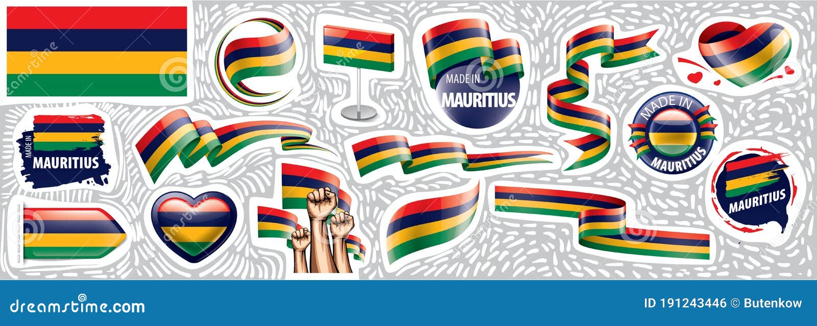 Vector Set of the National Flag of Mauritius in Various Creative ...
