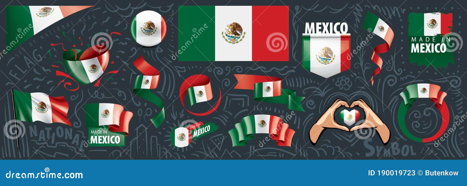 Vector Set of the National Flag of Mexican in Various Creative Designs ...