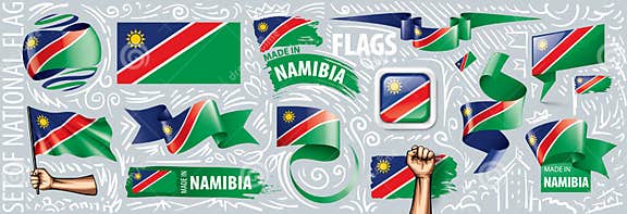 Vector Set of the National Flag of Namibia in Various Creative Designs ...