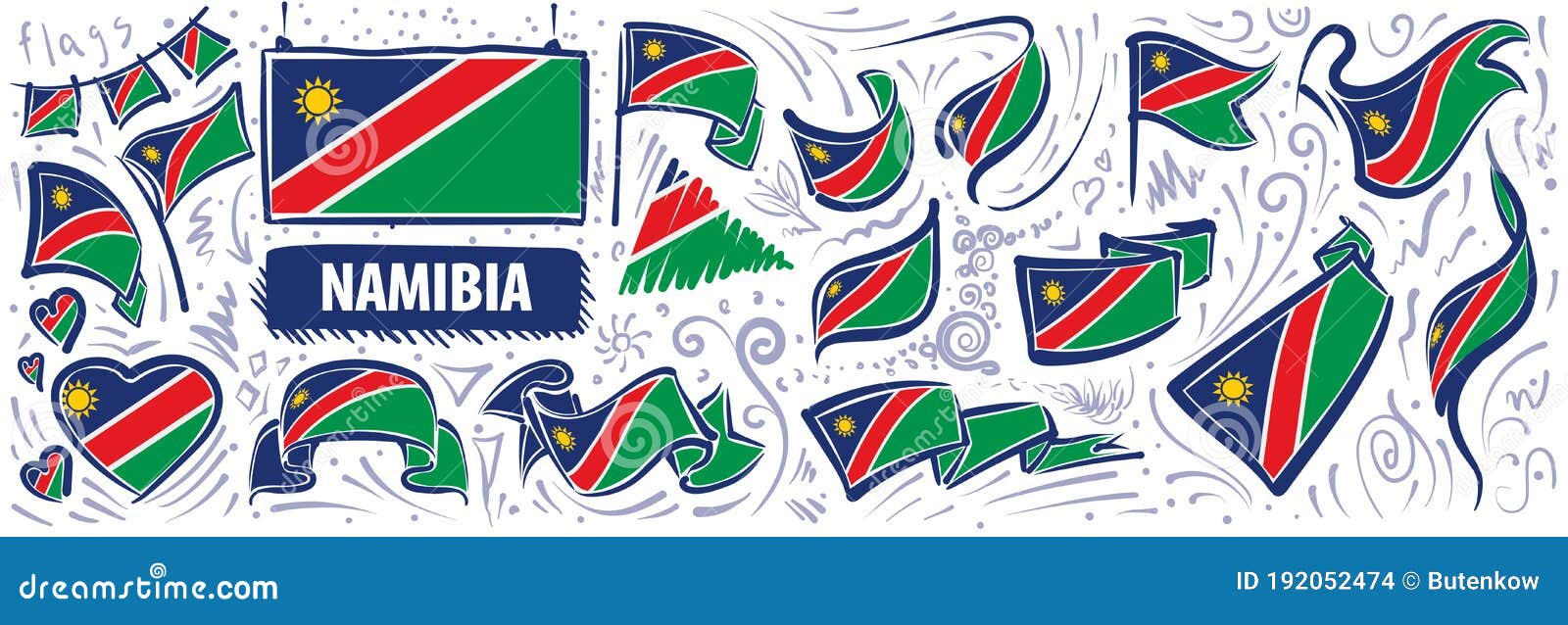Vector Set of the National Flag of Namibia in Various Creative Designs ...