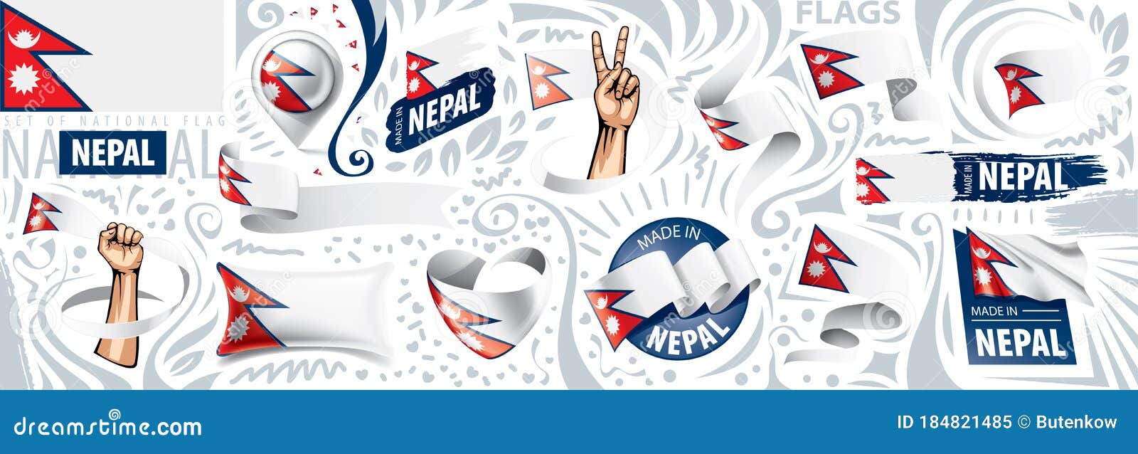 Vector Set of the National Flag of Nepal in Various Creative Designs ...