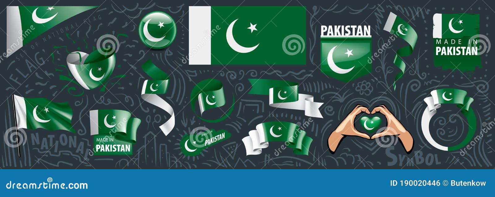 Vector Set of the National Flag of Pakistan in Various Creative Designs ...