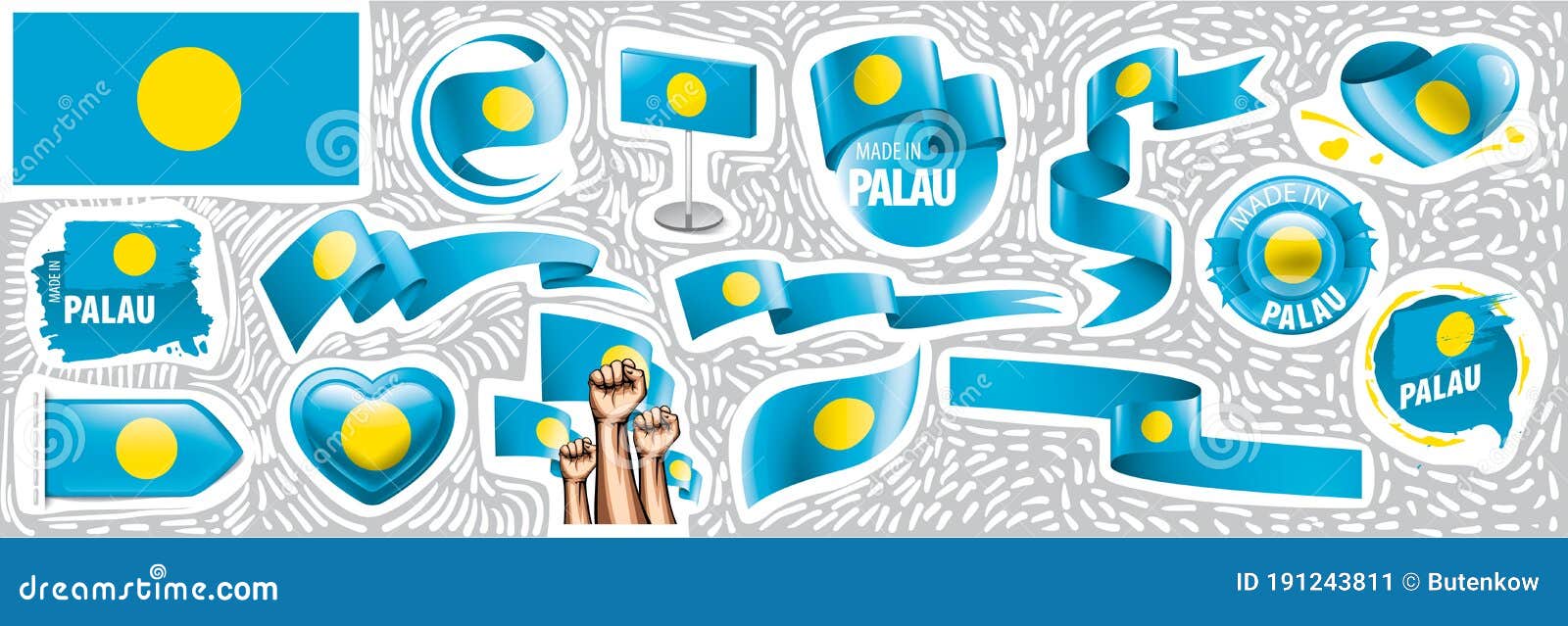 Vector Set of the National Flag of Palau in Various Creative Designs ...