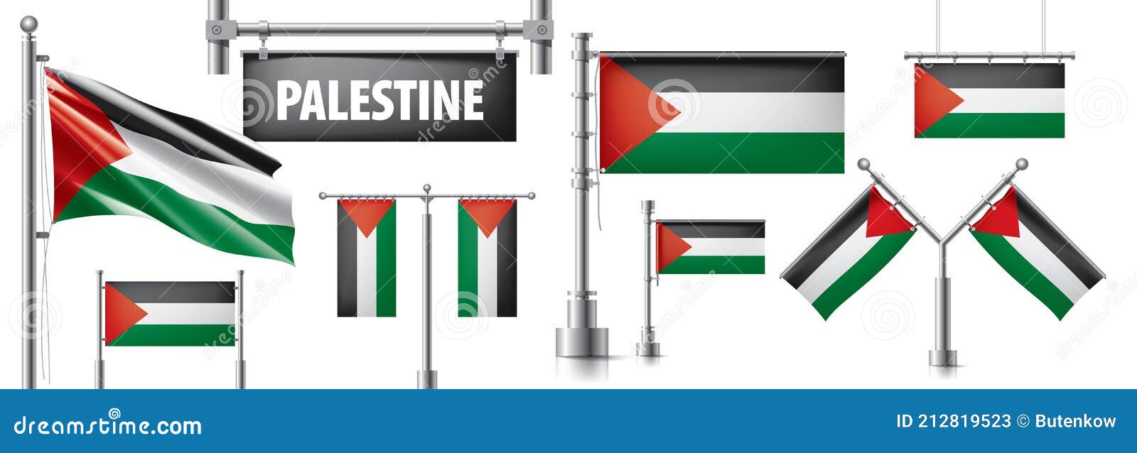 Vector Set of the National Flag of Palestine in Various Creative ...