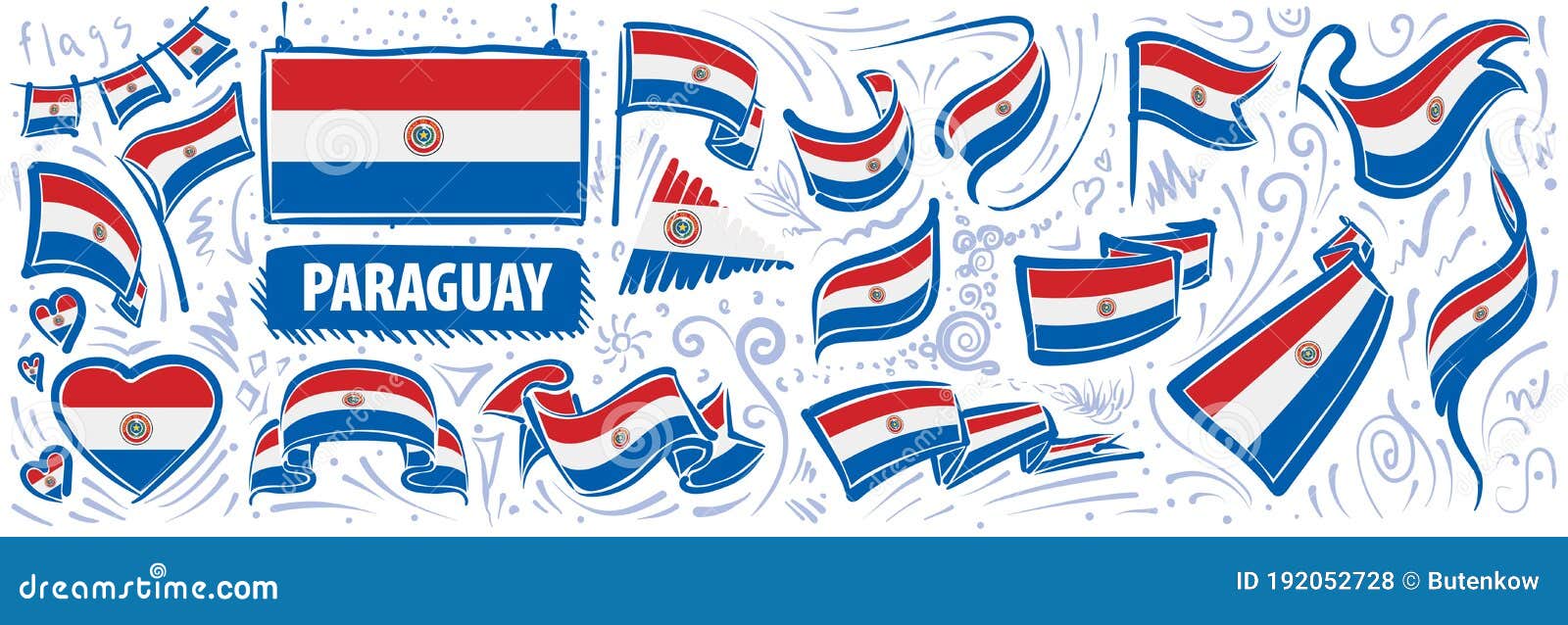 Vector Set of the National Flag of Paraguay in Various Creative Designs ...