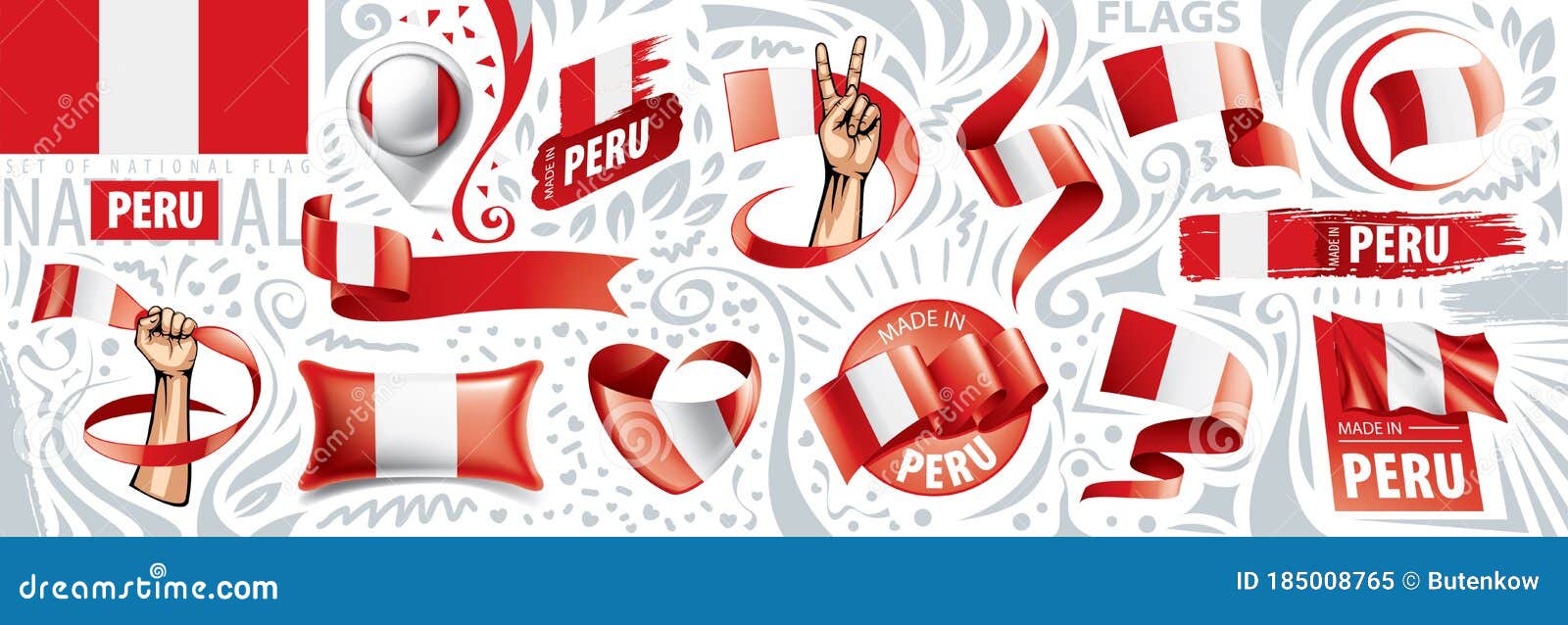 Vector Set of the National Flag of Peru in Various Creative Designs ...