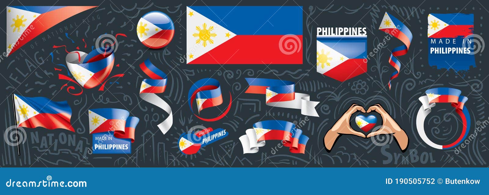 Flag Philippines Heart Sticker On White Background. Vintage Vector Love ...