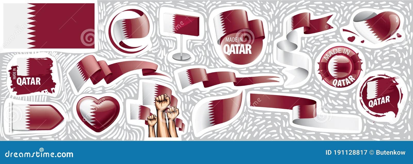 Vector Set of the National Flag of Qatar in Various Creative Designs ...