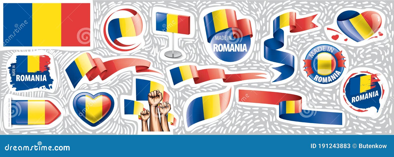 Vector Set of the National Flag of Romania in Various Creative Designs ...