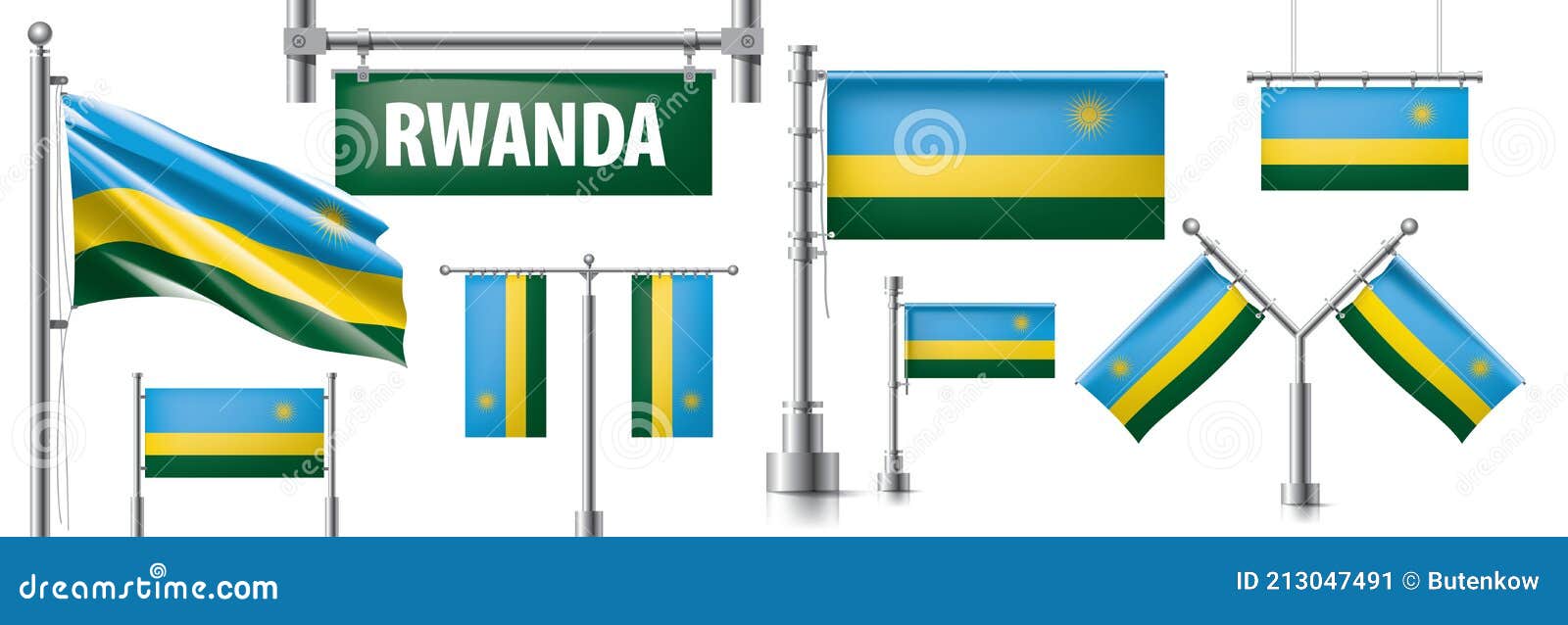 Vector Set of the National Flag of Rwanda in Various Creative Designs ...