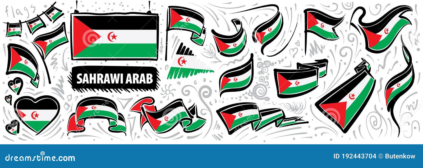 Vector Set of the National Flag of Sahrawi in Various Creative Designs ...