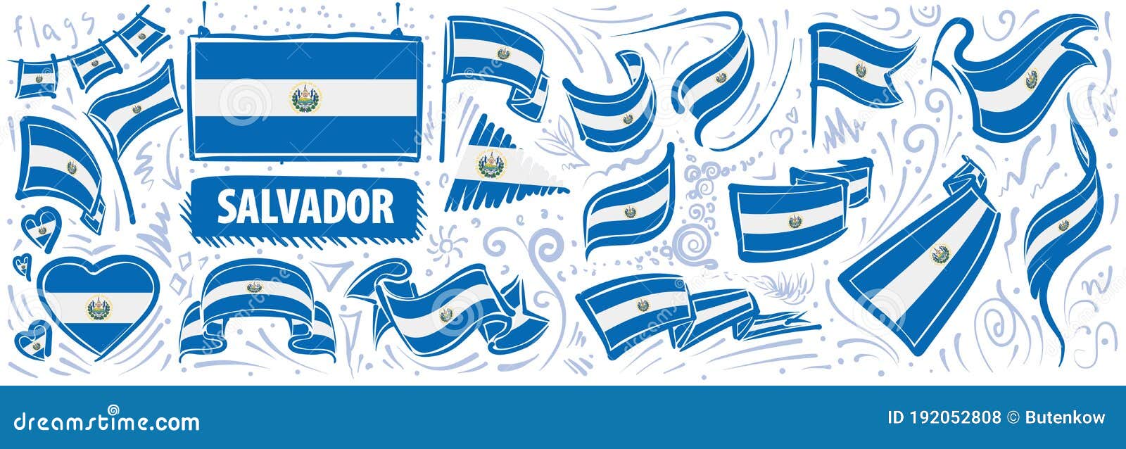 Flag Salvador From Brush Strokes. Flag Republic Of El Salvador On ... Flag Salvador From Brush Strokes. Flag Republic Of El Salvador On ...