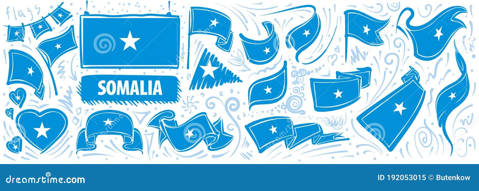 Vector Set of the National Flag of Somalia in Various Creative Designs ...