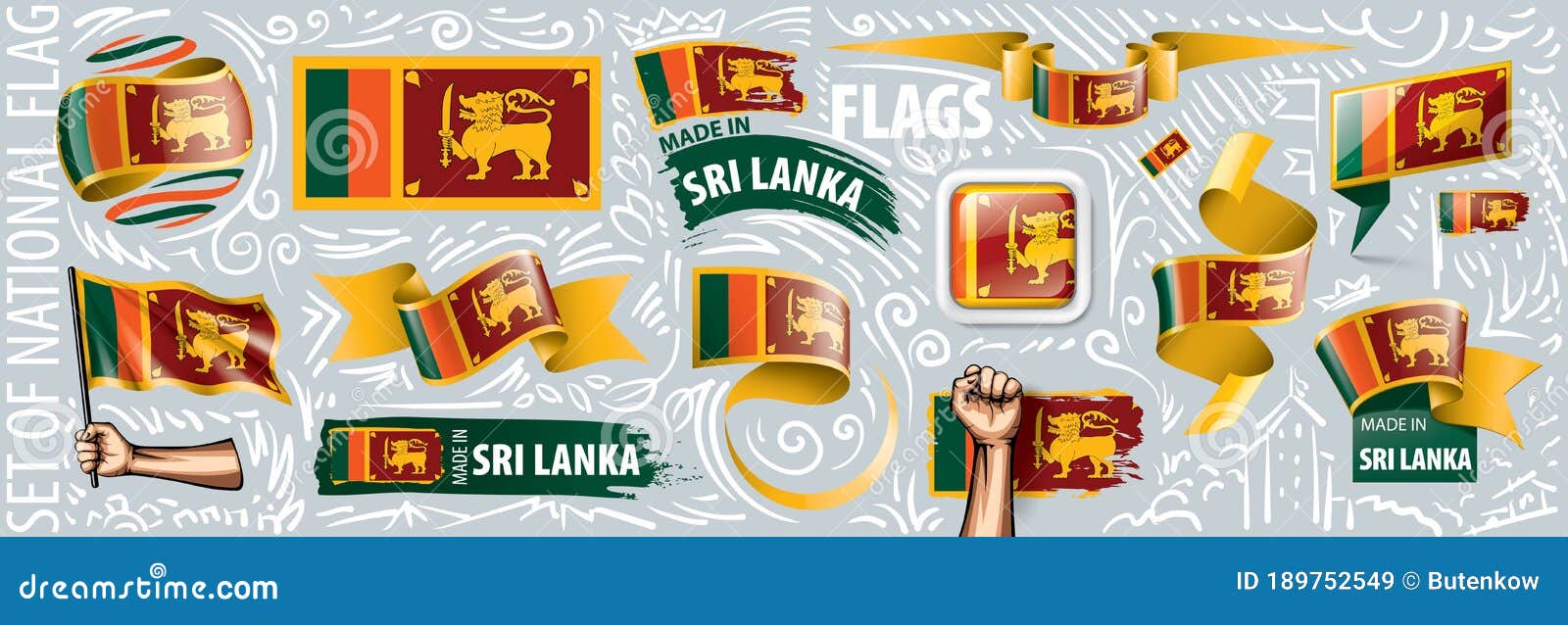 Vector Set of the National Flag of Sri Lanka in Various Creative ...