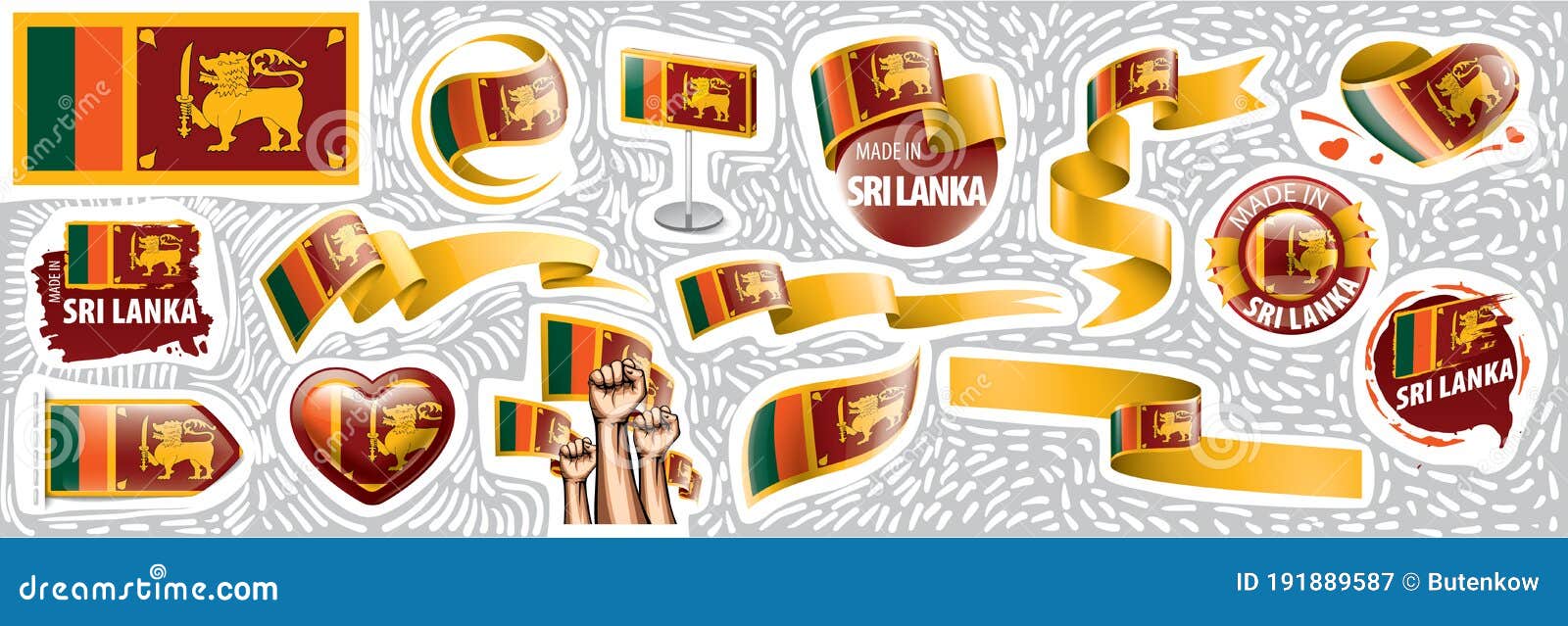 Vector Set of the National Flag of Sri Lanka in Various Creative ...