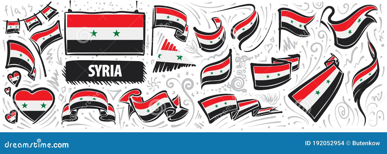 Vector Set of the National Flag of Syria in Various Creative Designs ...