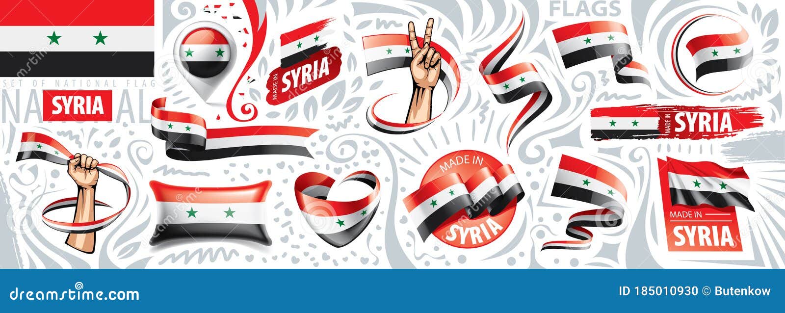 Vector Set of the National Flag of Syria in Various Creative Designs ...