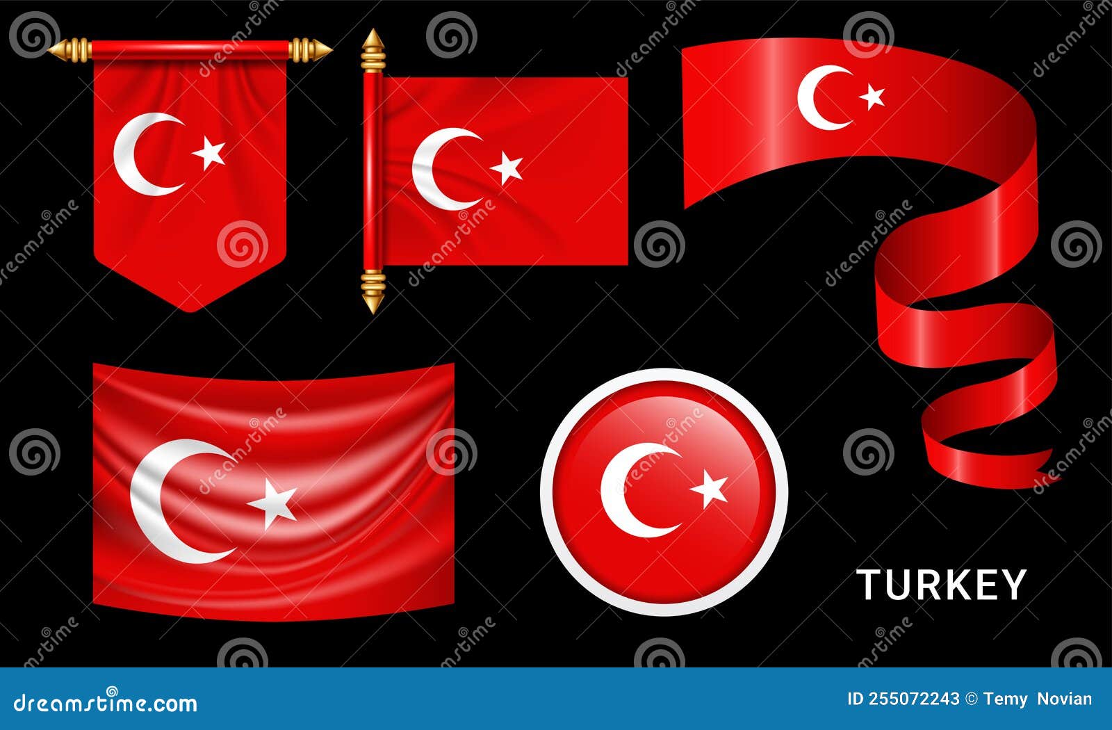 Vector Set of the National Flag of Turkey in Various Creative Designs ...