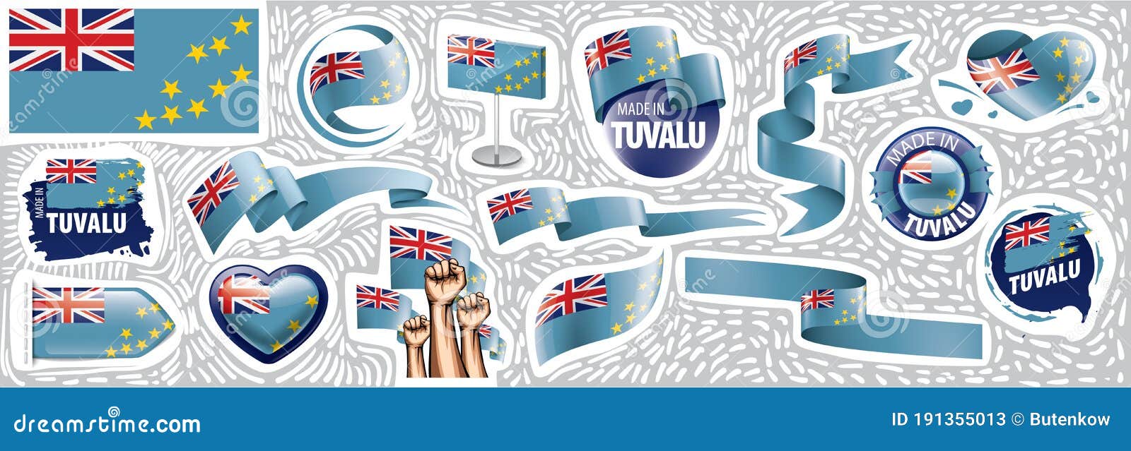 Vector Set of the National Flag of Tuvalu in Various Creative Designs ...