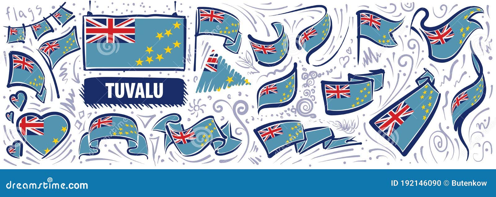Vector Set of the National Flag of Tuvalu in Various Creative Designs ...
