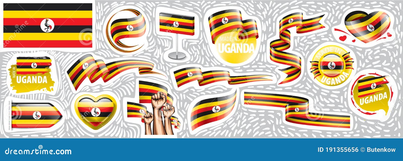 Vector Set of the National Flag of Uganda in Various Creative Designs ...