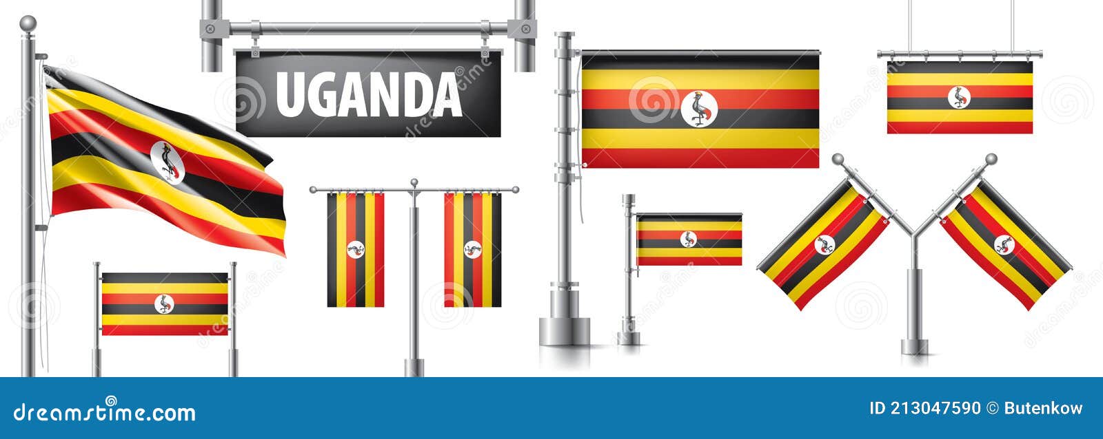 Vector Set of the National Flag of Uganda in Various Creative Designs ...