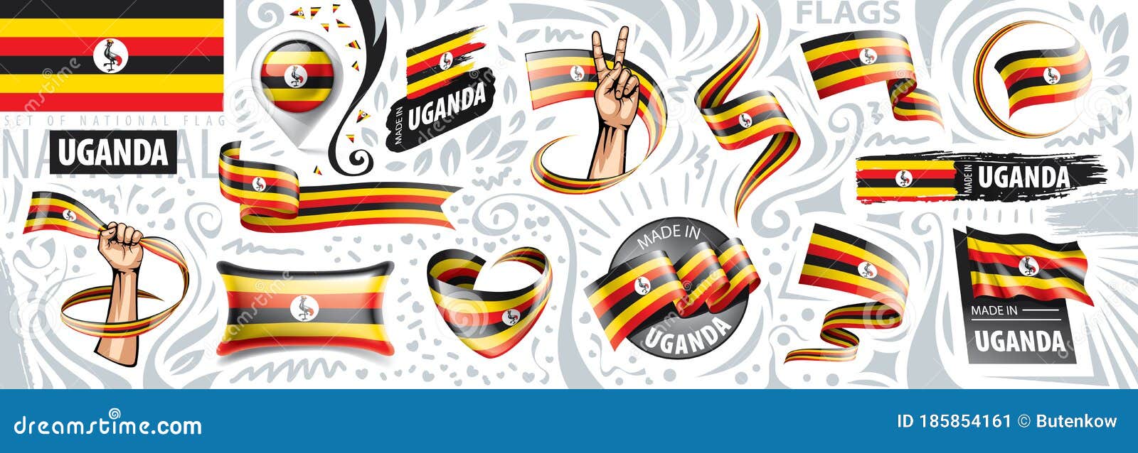 Vector Set of the National Flag of Uganda in Various Creative Designs ...