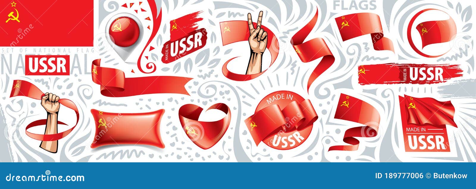 Vector Set of the National Flag of USSR in Various Creative Designs ...