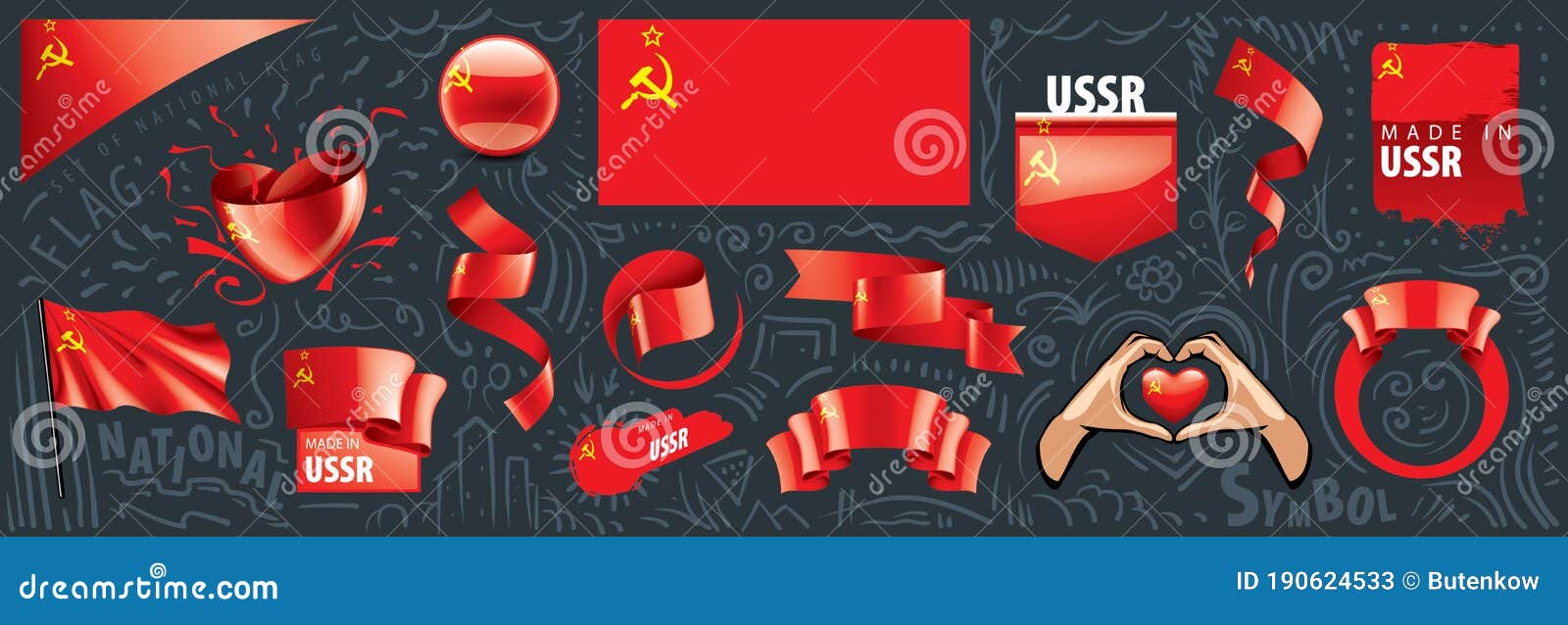 Vector Set of the National Flag of USSR in Various Creative Designs ...