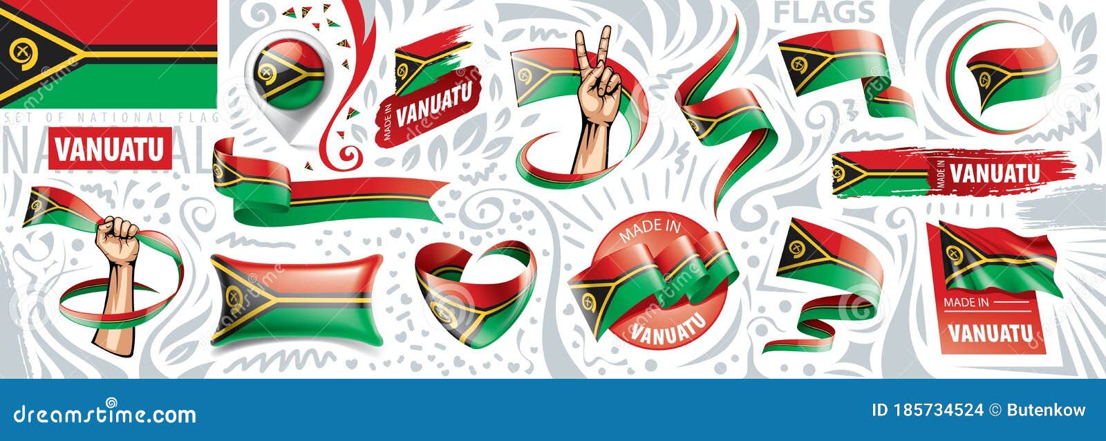 Vector Set of the National Flag of Vanuatu in Various Creative Designs ...