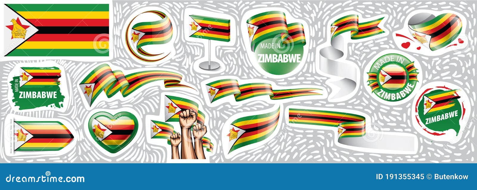 Vector Set of the National Flag of Zimbabwe in Various Creative Designs ...