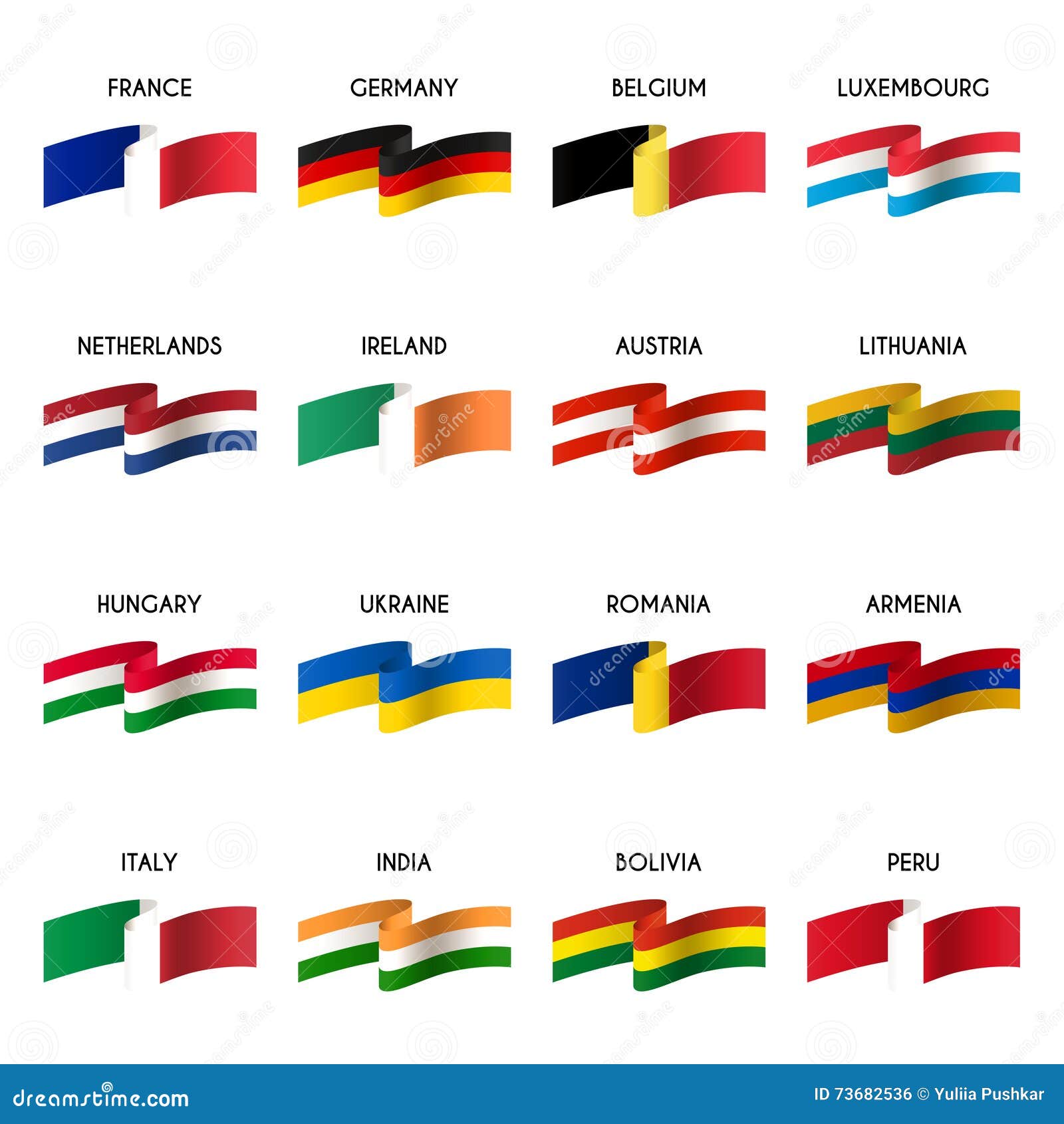 Vector Set of National Flags Stock Vector - Illustration of belgium ...
