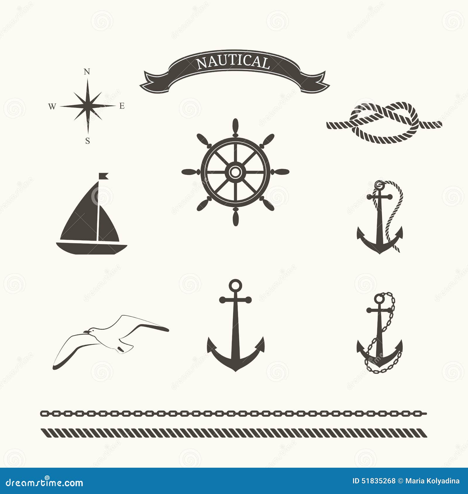 Vector Set of Nautical Elements Stock Vector - Illustration of icon ...