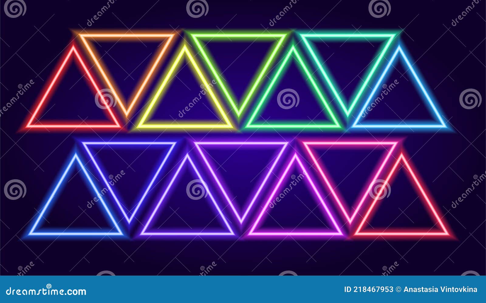 Vector Set of Neon Colored Triangles. Isolated Elements in the Form of ...