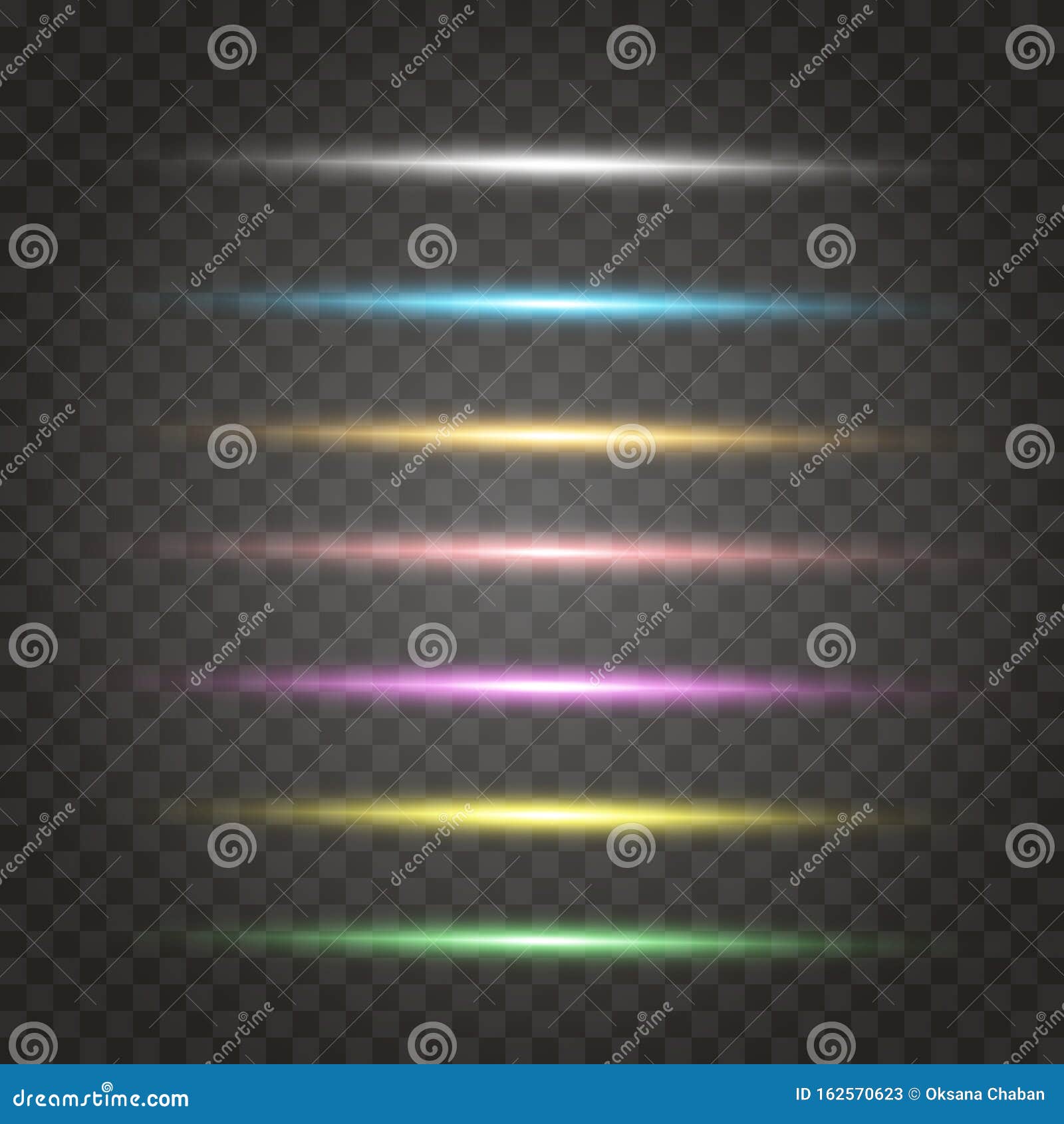 Vector Set of Neon Laser Glow Light . Horizontal Gleaming Line Flash ...